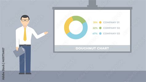 Presentation With Infographics Doughnut Chart Vector Data
