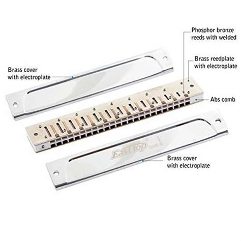 Getuscart East Top Tremolo Harmonica Key Of C 24 Holes Professional
