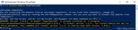 how to get newer version of powershellget install don t upgrade