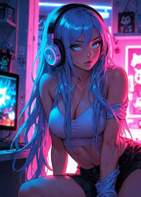 Hot And Sexy Gamer Girl Poster Picture Metal Print Paint By By