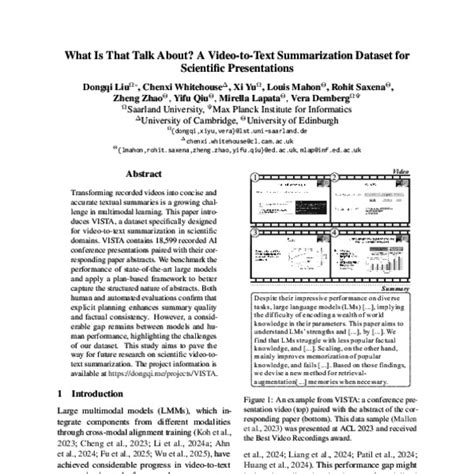 What Is That Talk About A Video To Text Summarization Dataset For Scientific Presentations