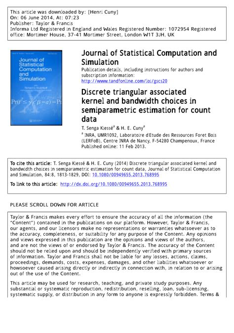 Pdf Discrete Triangular Associated Kernel And Bandwidth Choices In