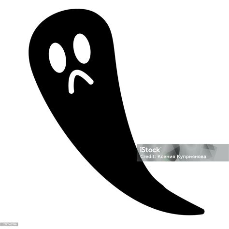 손으로 그린 잉크 스케치 간단한 어린이 그림 만화 스타일 귀엽고 재미있습니다 흰색 배경에 검은 유령 할로윈 스티커 무서운 추한 생물 엽서 및 포스터용 0명에 대한 스톡 벡터