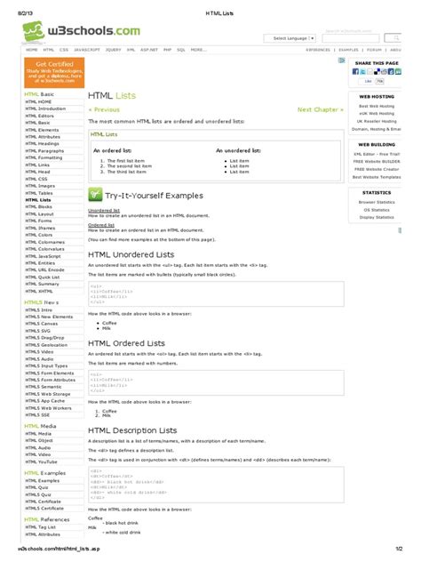 html lists pdf html html element