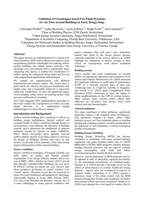 Pdf Validation Of Grasshopper Based Fast Fluid Dynamics For Air Flow
