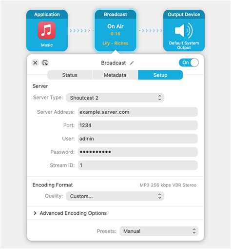Rogue Amoeba Audio Hijack Manual — Broadcast Block