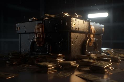 Premium AI Image A Dark Room With A Box With The Word Treasure On It