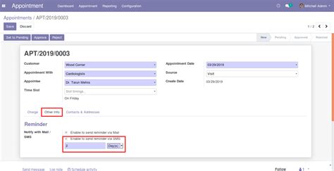 odoo appointment sms notification management sms reminders