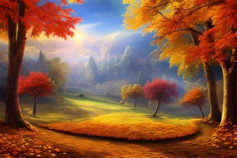 Autumn Scenery Landscape Background Graphic By Craftable · Creative Fabrica