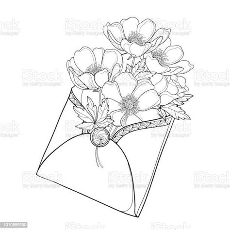 벡터 핸드 드로잉 꽃다발 말미 잘 꽃 꽃 봉 오리와 잎 검은색 흰색 배경에 고립 오픈 공예 봉투에 설명 합니다 0명에 대한 스톡 벡터 아트 및 기타 이미지 Istock
