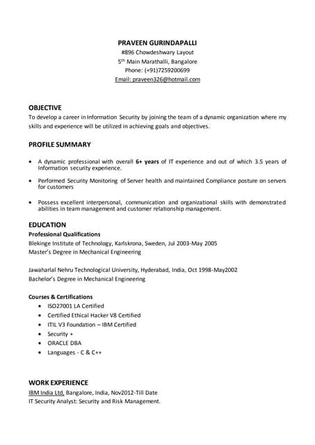 Praveen Resume Pdf