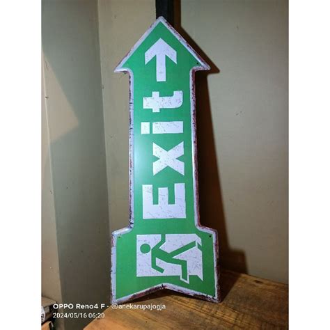 Jual Hiasan Dinding Plat Seng Tulisan Tanda Panah Exit Shopee Indonesia