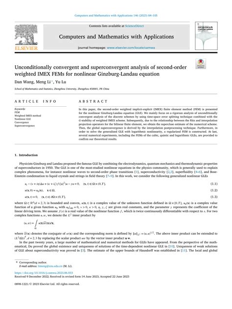 Pdf Unconditionally Convergent And Superconvergent Analysis Of Second Order Weighted Imex Fems