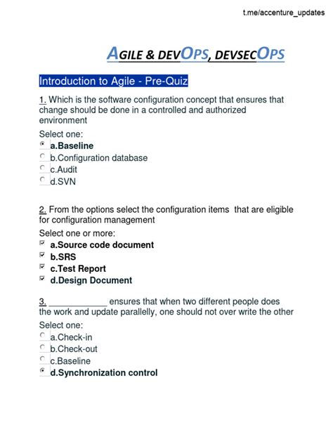 Agile And Devops Quizz Accenture Updates Pdf Software