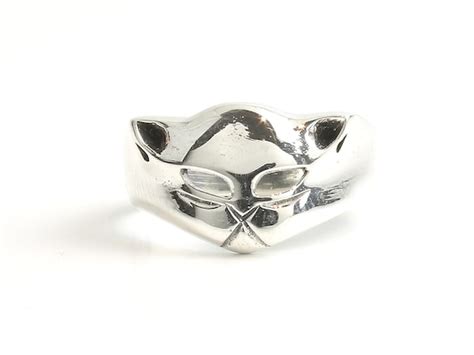 Black Cat Ring Sterling Silver Cat Ring 925 Animal Jewelry Etsy