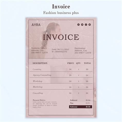 Plantilla De Factura Comercial De Moda Archivo Psd Premium