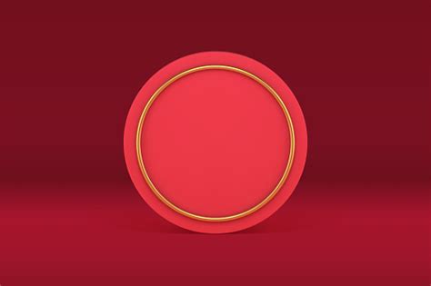3d 라운드 빨간색 장식 요소 황금 프레임 프로모션 프리젠 테이션 최소 디자인 현실적인 벡터 3차원 형태에 대한 스톡 벡터 아트 및 기타 이미지 Istock