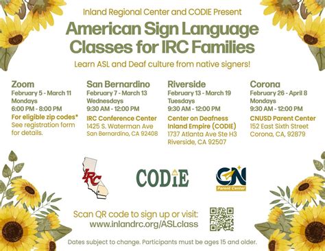 American Sign Language Classes For Irc Families Spring 2024 Virtual