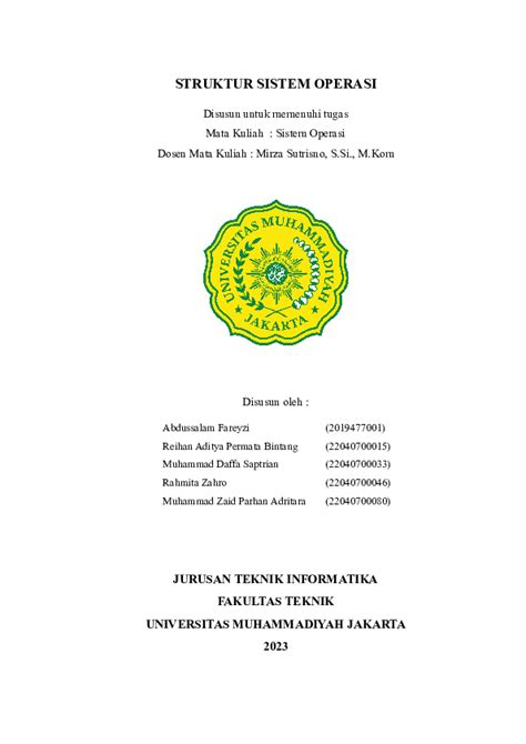 Pdf Modul Struktur Sistem Operasi