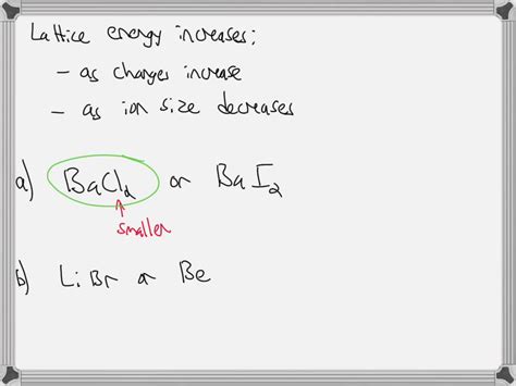 In Each Row Pick The Compound With The Bigger Lattice Energy Note Lattice Energy Is Always