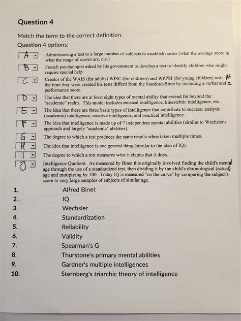 [solved] Question 4 Match The Term To The Correct Definit