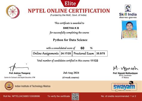 swetha babu on linkedin nptel pythonfordatascience datascience certification learningjourney…