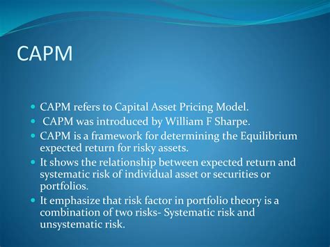 capital asset pricing model capm ppt