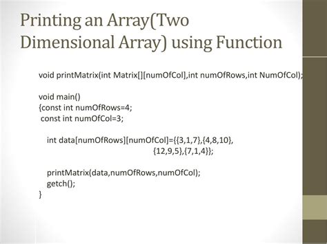 Ppt Topic 2 Passing Two Dimensional Arrays And One Dimensional Arrays
