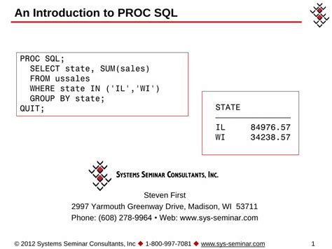 Pdf An Introduction To Proc Sql Systems Seminar To Sas Sqlpdf · 1