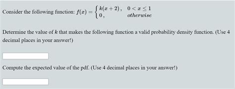 Solved Consider The Following Function F X S K X Chegg