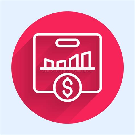 White Line Kpi Key Performance Indicator Icon Isolated With Long Shadow Red Circle Button