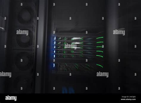 Server Room Or Data Center Supercomputer Technology Equipment Abstract Close Up Of A Server