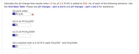 Solved Calculate The PH Change That Results When ML Of Chegg