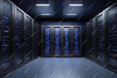 Server Racks In Computer Network Security Server Room Data Center D Rendering Ar C V Premium