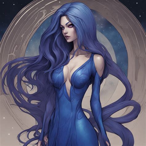 A Space Alien Woman With Lapis Blue Skin And Extre By Vyrillykos On