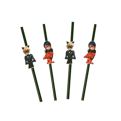 Тематични сламки Калинката и Черния котарак Парти Маркет