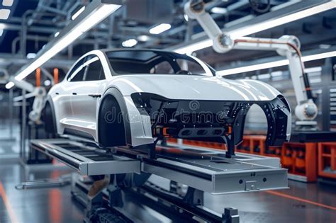 Modern Electric Vehicle Assembly Line In Action Stock Illustration Illustration Of Labor