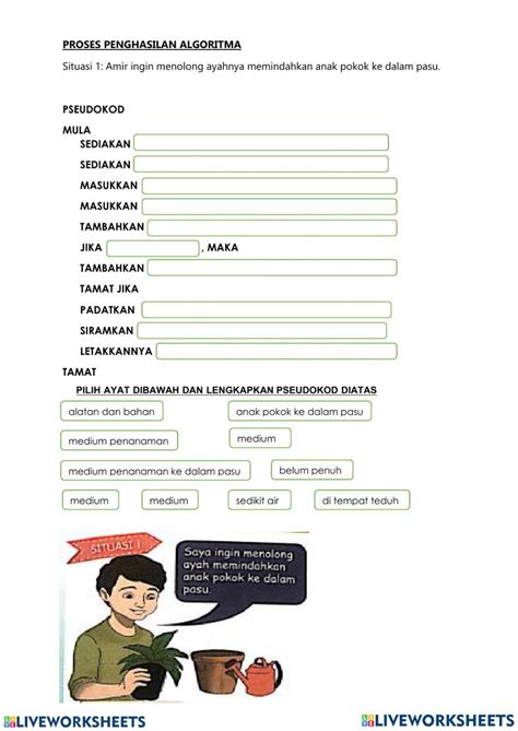 1275396 Pseudokod Azlee Aziz Liveworksheets