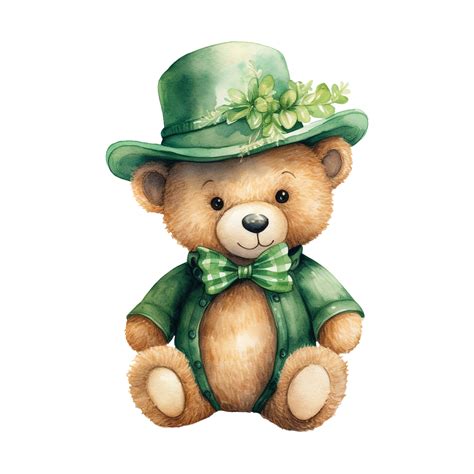 Adorable Teddy Bear Set In Green Hats And Bow Ties 44176068 Png