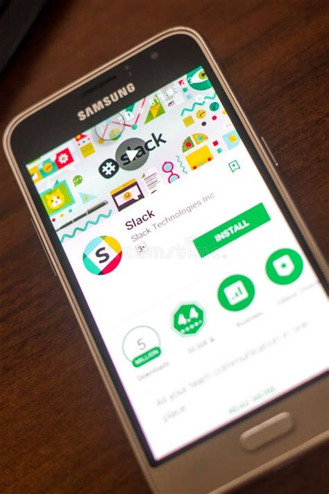 Ryazan Russia May 04 2018 Slack Mobile App On The Display Of Cell Phone Editorial Image