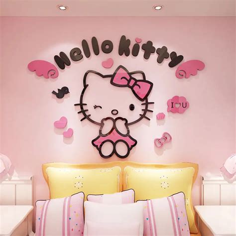Hello Kitty Wall Decor Sticker 3d Hello Kitty Wall Stickers Kitty Stickers Bedroom Wall