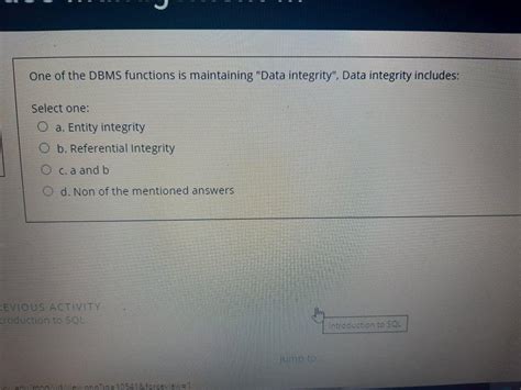Solved One Of The Dbms Functions Is Maintaining Data