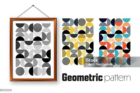 기하학적 트렌디한 패턴의 액자 바우하우스 스타일 현대적인 배경 단순한 요소 복고풍 질감 기본 기하학적 모양 인쇄 디자인 미니멀