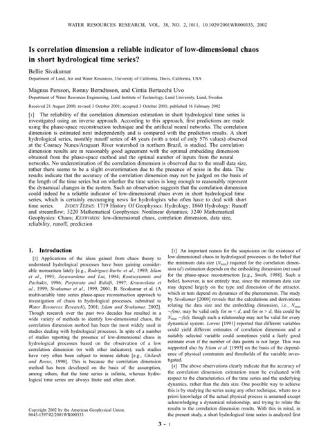 Pdf Is Correlation Dimension A Reliable Indicator Of Low Dimensional Chaos In Short