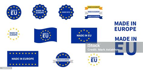 유럽 에서 만든 라벨 컬렉션 벡터 Eu 배지 세트입니다 유럽 연합에 대한 스톡 벡터 아트 및 기타 이미지 유럽 연합 Championship European