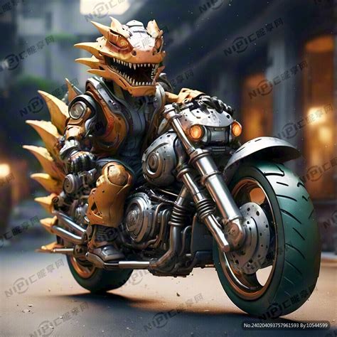 Ai创作图摩托车 机器龙 炫酷 昵图网