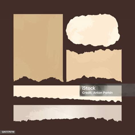 찢어진 빈티지 종이 모형 복고풍 스크랩 빈 종이 시트의 템플릿 지저분한 양피지 세트 벡터 가장자리에 대한 스톡 벡터 아트 및 기타 이미지 Istock