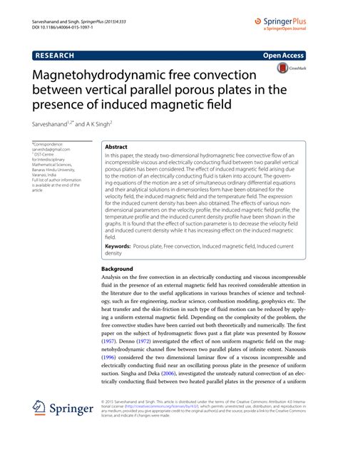 Pdf Magnetohydrodynamic Free Convection Between Vertical Parallel Porous Plates In The
