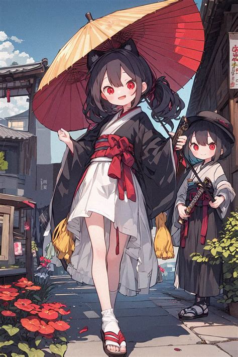 午后の巡回插画师雨夏的ai绘图（女孩）插画图片 Bobopic