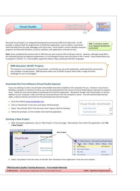 Programming In Vbnet Orb Education Australia
